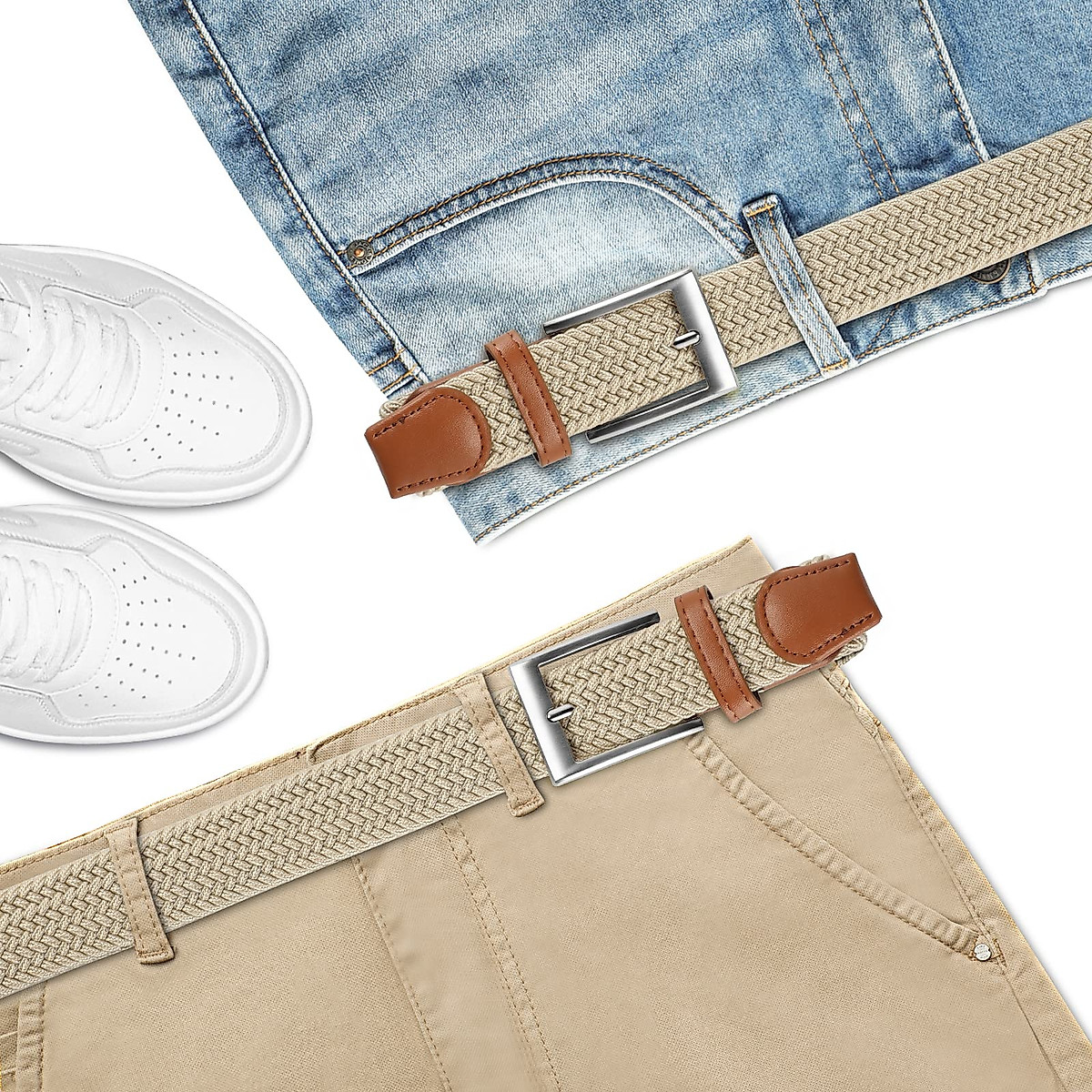 Lavemi Mens Belt, Stretch Elastic Casual Woven Sport Golf Braided Belts for Men,Gift Box(35-23590-1 110cm)