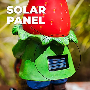 VP Home Strawberry Gnome Solar Powered LED Outdoor Decor Garden Light Great Addition for Your Garden, Solar Powered Light Garden Gnome, Christmas Decorations Gifts