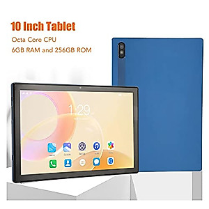 Office Tablet, 4G Network Blue Dual Camera 2 Card Slots 10 Inch Tablet 6GB RAM 256GB ROM for School (U.S. regulations)