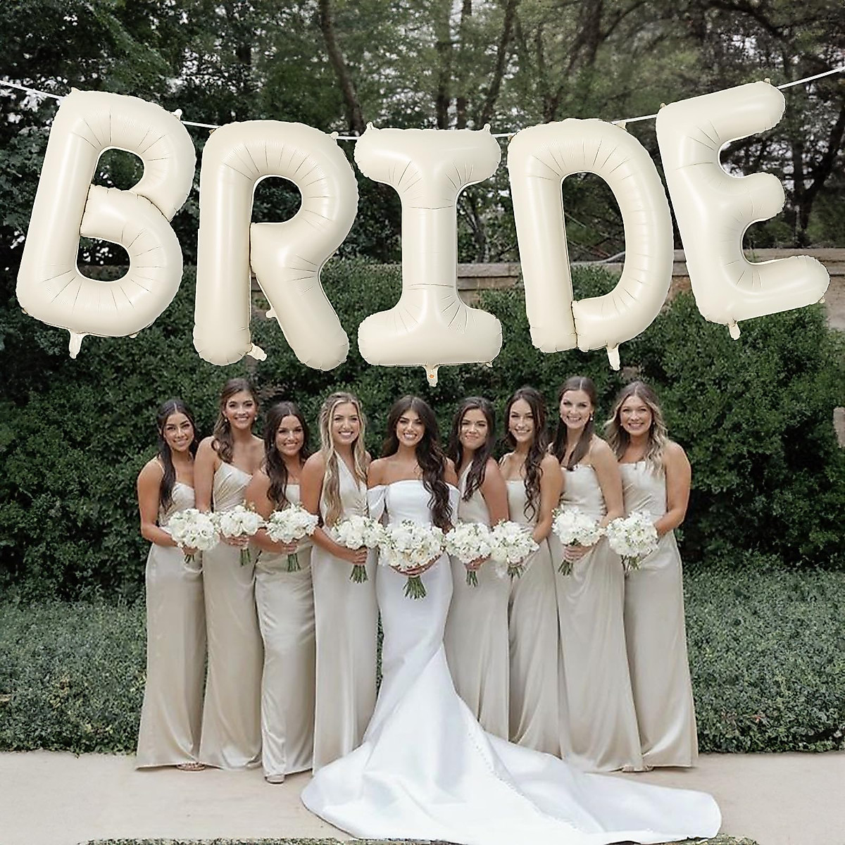 40 Inch Beige BRIDE Balloons Bachelorette for Bridal Shower, Large Cream White Sand Bride Mylar Foil Balloon Letter, Ivory Alphabet Balloon Banner for Wedding Engagement Bride To Be Party Decorations
