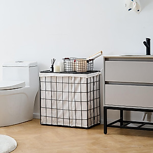 Mxfurhawa Laundry Hamper, 115.8L Laundry Basket with PP Lid, Clothes Hamper, with Divided Removable Liner Bag, Large Capacity Iron-Made Laundry Sorter Clothes Hamper for Bedroom,Bathroom (black)