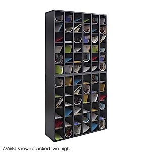 Safco Wooden Paper and Mail Organizer for Home Office and Classroom, Adjustable Shelves and Stackable, 36 Compartments, Black