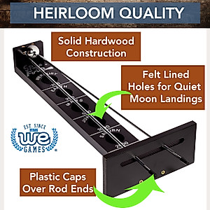 WE Games Shoot The Moon Game, Large 18 inches, Black Stained Solid Wood Board with Metal Ball and Rods, Retro Balancing Game for Family and Bar