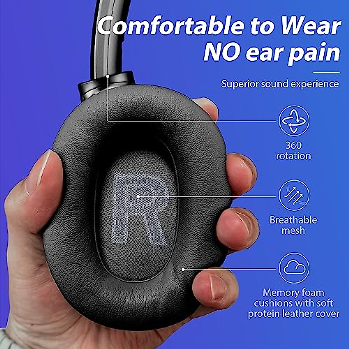 YMOO Bluetooth 5.2 Hybrid Active Noise Cancelling Headphones for Airplane Travel, Wired and Wireless ANC Headphones, 75H Playtime Over Ear Headphones, Bluetooth Headset with Mic for Adults