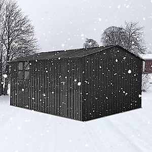 Evedy Extra Large Sheds 10ftx12ft,Outdoor Storage Sheds with Window,Metal Garden Sheds with Lockable Doors,Tiny House for Garden, Backyard, and Patio Utility and Tool Storage-Black