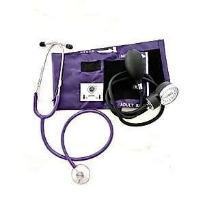 EMI # 300 Deluxe Aneroid Sphygmomanometer Blood Pressure Monitor Set with Adult Cuff and Carrying Case and Includes Basic Stethoscope (Purple)