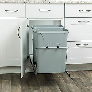 Knape & Vogt RS-PSW15-2-35-R-P in-Cabinet, 18.4 14.25 22-Inch Pull Out Trash Can, Platinum