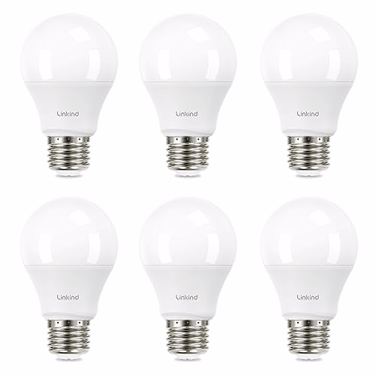 Linkind A19 LED Light Bulb, 60W Equivalent Light Bulbs, 9W 2700K Soft White, 800 Lumens Non-Dimmable LED Bulb, E26 Standard Base, Energy Efficient UL Listed, 6 Pack Led Lights for Bedroom Home Office