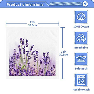 MAOBLYR Lavender Flowers Pure Cotton Washcloths 2 Pack,Soft Fingertip Towel Absorbent Hand Towels Face Towels for Bathroom,Hotel,Gym and Spa