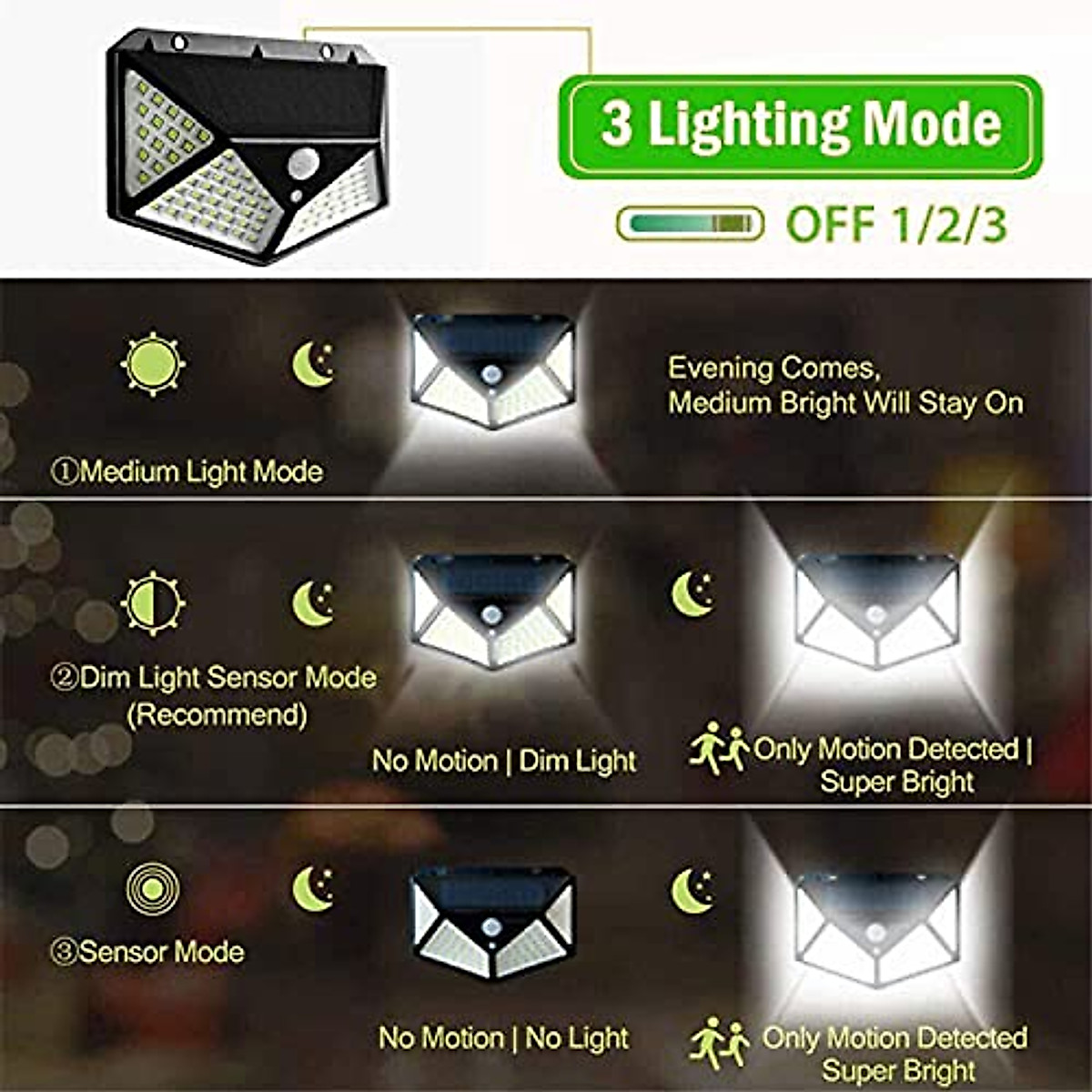 ASGTRADE Solar Sensor Wall Light in Night, Product for Garden, Swimming Pool, Balcony and high Security Area.-4 Pieces Set