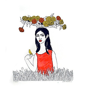 Portrait of Woman with Yellow Bird