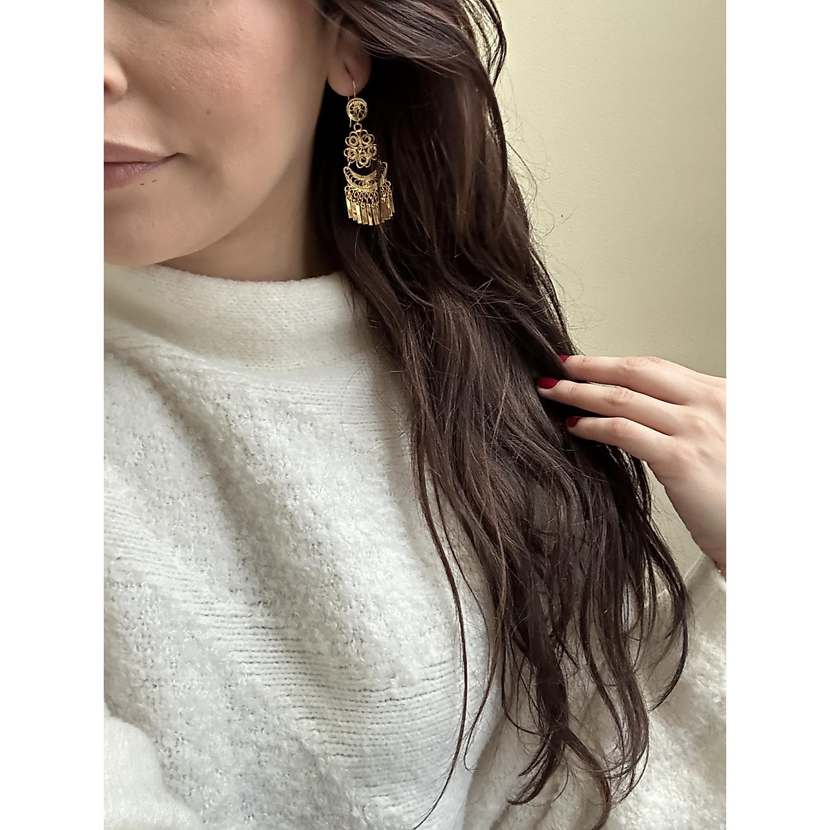 Folklorico Dance Mexican Gold Filigree Earrings, Small Flower Dangle, Day of the Dead, Mexican Earrings