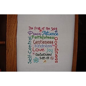 Fruit of the Spirit embroidered tea towel, dish towel, flour sack towel, kitchen decor, gift item