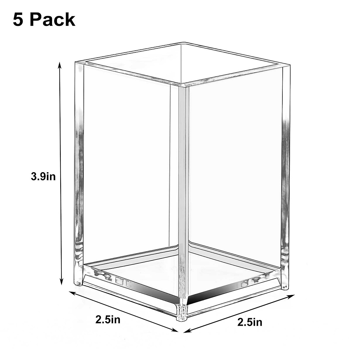 Simetufy 5 Pack Acrylic Pen Holder, Acrylic Makeup Brush Holder, Pen Holder for Desk, Clear Pen Cup Holder for Toothbrush, Straw, Makeup Brush, School Home Office