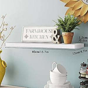 AIKTOTA White Floating Shelves, Wall Shelf Set of 3,Modern Wall Mounted Floating Shelf Unit with Invisible Brackets for Display,Books,Organizer and Decor