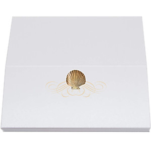 Scallop Seashell Flourish Place Cards, Set of 25, Pre-cut and Scored - Wedding, Party, Dinner, and Special Events - Made in the USA