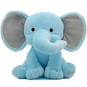KINREX Elephant Stuffed Animals – Stuff Animal Plush Toy for Babies Girls Boys, Elephants Plushie Teddy Bear Toys for Birth Stats Baby Shower Infant Newborn Boy & Girl, Blue Measures 9 Inches