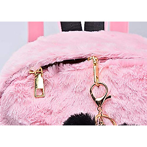 Nite closet Pink Backpack Purse for Women Fluffy Fleece Bags Faux Fur Heart (Pink)
