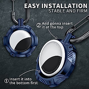 Jeanue-Airtag Holder Keychain Case,Compatible Apple Air Tag Tracker Cover with Key Ring and Screen Protective Film(Blue)