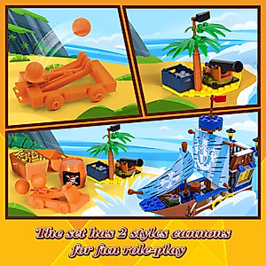 amireed Pirate Ship Toy, Pirate Ship Toys for Boys with 3 Minifigures, Treasure Island Toys, 235pcs Pirate Ship Toys for Kids Ages 6+ Indoor Birthday Party