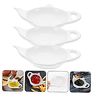 USHOBE 3pcs Tea Bag Saucer Ceramic Coasters Ceramic Serving Tray Ceramic Teapot Tea Bag Trays Dipping Sauce Dishes Ceramic Tea Bag Plate Delicate Teabag Coaster Snail Tea Bag Holder Dip