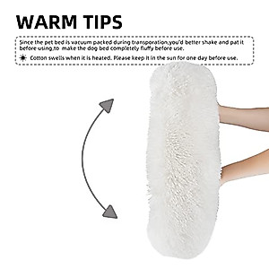 Aalklia Cat Bed Calming Soft Indoor,Washable,Anti-Slip Bottom,Cozy Plush Anti-Anxiety Fluffy Cuddler,20",White