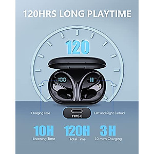 Wireless Bluetooth Earbuds 120H Playtime Bluetooth 5.3 Ear Buds for Sports, Hi-fi Stereo Earphones with LED Display Charging Case, Headphones for Running/Workout Audifonos Bluetooth inalambricos