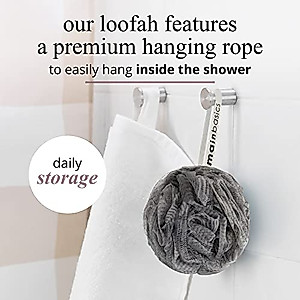 MainBasics Bath Shower Loofah Sponge Pouf Body Wash Scrubber (Set of 3) (Black Ice)