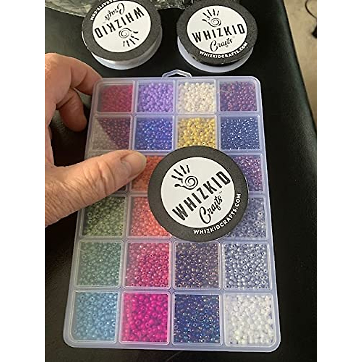 Bead Bracelet Kit - DIY Jewelry Making with Multi-Colored Glass Beads (24 Colors, 200 Pieces Each) and String in Classic Container