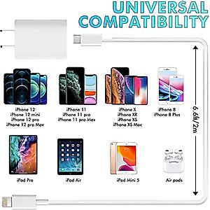 iPhone 14 13 12 11 Super Fast Charger [Apple MFi Certified ] 20W PD USB-C Wall Charger 6FT Cable Compatible with iPhone 14/14 Pro/14 Pro Max/14 Plus/13/13Pro/12/12 Pro/11/11Pro