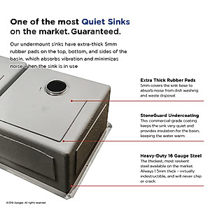 KABCO K-SSZRID3 32 Inch stainless steel Undermount kitchen sink 16 Guage 50/50 Zero Radius Double Bowl kitchen sink 32"L X 19"W X 10"D Inch