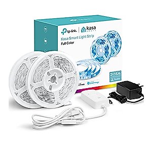 Kasa Smart LED Light Strip, RGB, 32.8ft(2 Rolls of 16.4ft.) Wi-Fi LED Strip Works w/ Alexa & Google Assistant,High Brightness, Trimmable, Up to 25,000 Hours,2Yr Warranty (KL400L10),Multicolor