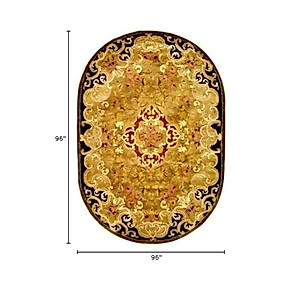SAFAVIEH Classic Collection 8' Round Gold / Cola CL234B Handmade Traditional Oriental Premium Wool Area Rug