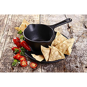 Victoria Cast Iron Sauce Pan. 0.45qt Sauce Pot Seasoned with 100% Kosher Certified Non-GMO Flaxseed Oil.