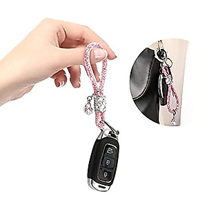 Jawmoy Pack-1 Bling Car Keychain, Rhinestones Keychain Accessories, Metal Crystal Key Chain Ring (Pink)