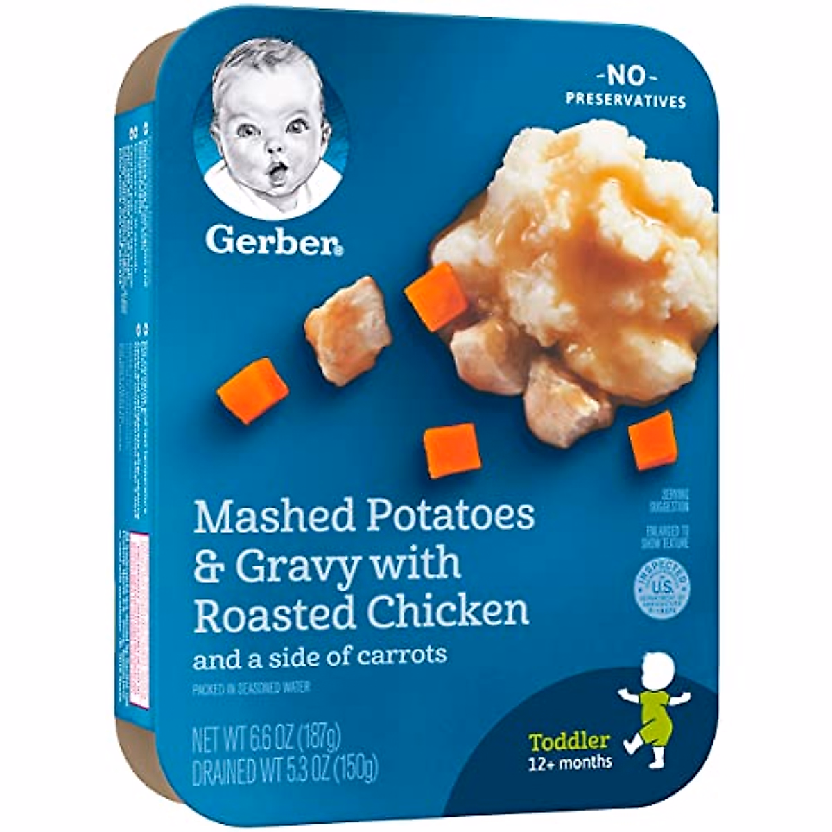 Gerber Graduates Lil' Meals MASHED POTATOES & GRAVY WITH ROASTED CHICKEN & CARROTS - 6.6oz. (Pack of 6)