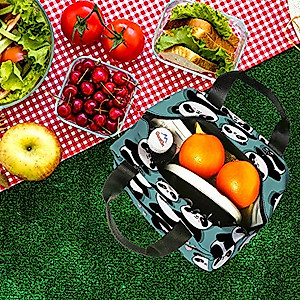 Panda Lunch Bag, Cute Kids Insulated Lunch Box Reusable Cooler Tote Bag Multi-functional School Lunch Container for Teen Boys Girls (Teal)
