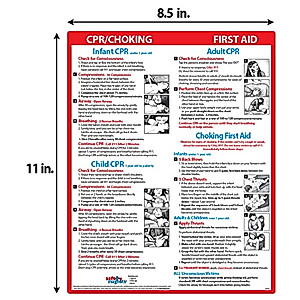 CPR, Choking First Aid Magnet - Babies, Children, Adults - Heimlich Maneuver Emergency Instructions - First Aid Quick Reference Card with Magnets, 8.5 x 11 in.