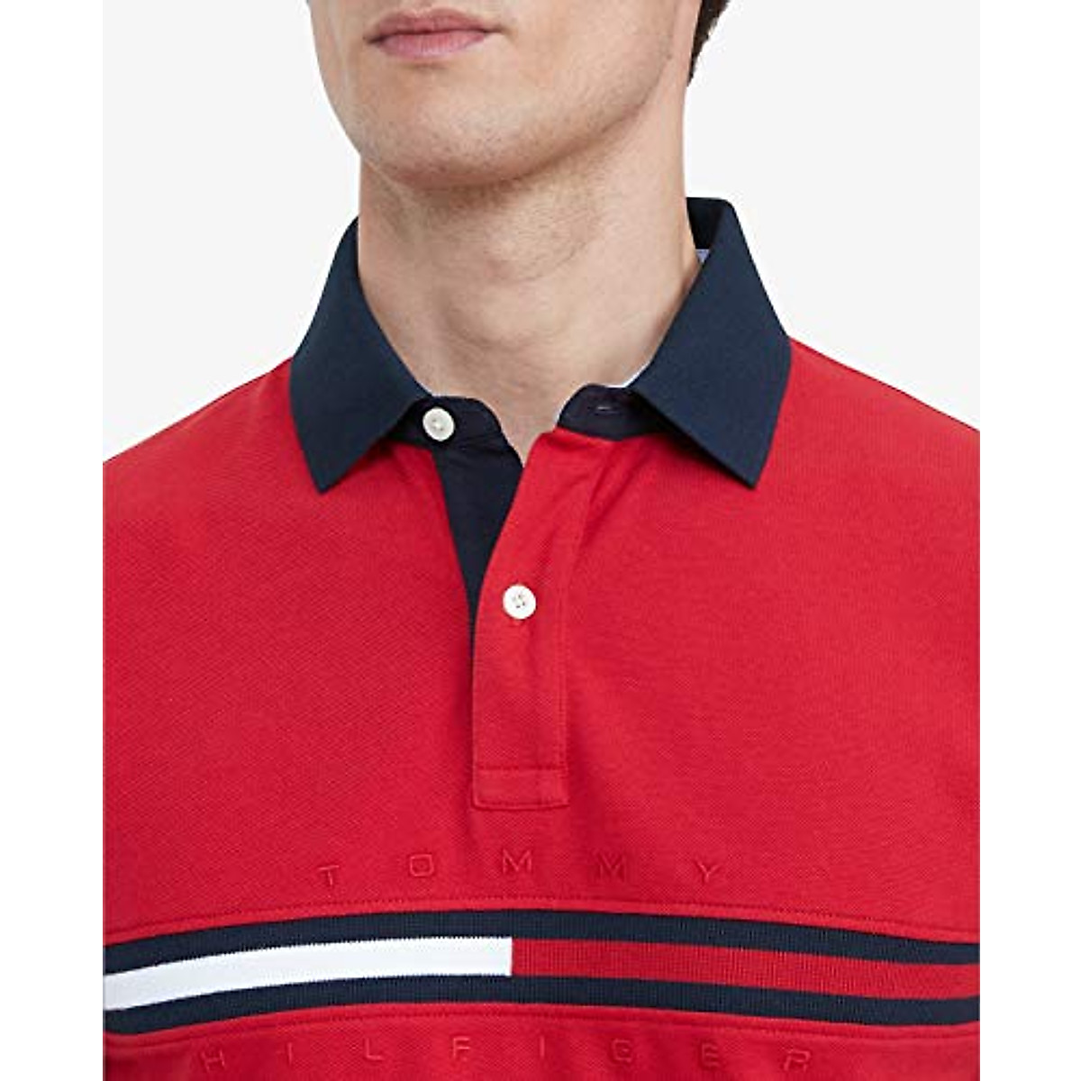 Tommy Hilfiger Men's Flag Pride Polo Shirt in Custom Fit, Tommy RED, Large
