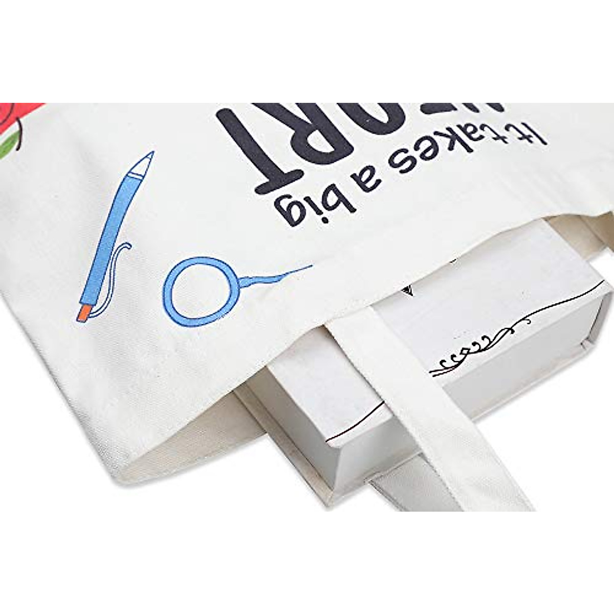 Teacher Appreciation Gifts - Teaching Tote Canvas  Bag for Men Women,It Takes A Big Heart To Teach Little Minds 