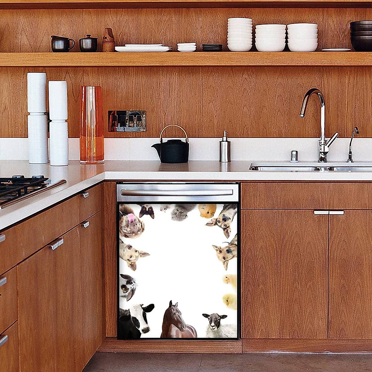 Dishwasher Magnet Cover Set of Farm Animals Magnetic Refrigerator Stickers Decorative Appliance Cover Fridge Panels Metal Door Garage 23x26in