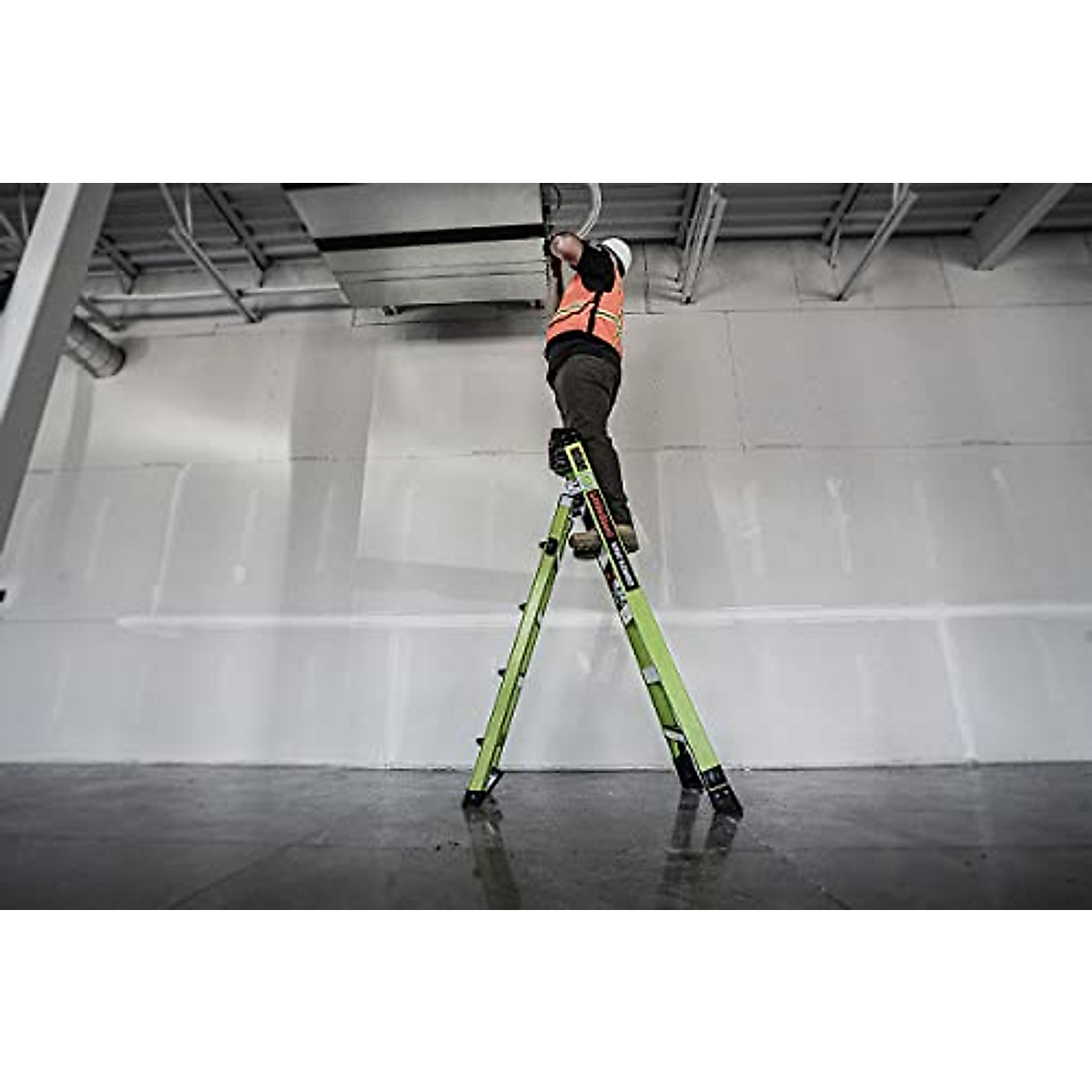 Little Giant Ladders, King Kombo 2.0 XT, Industrial, M6, 6 Ft. A Frame, 10 Ft. Extension, Fiberglass, Type 1AA, 375 lbs Weight Rating, (13936-071), Hi-viz Green