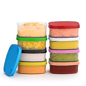 Reusable Airtight Food Containers 3 oz 8 pack. for Snacks, Baby/Toddler Food/Puree, Condiments, Picnics Food Prep, Lunch, Plastic Food Storage Containers–Dishwasher, Microwave, Freezer Safe BPA free