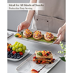 MALACASA Serving Platter, 12in Porcelain Serving Dishes, Rectangular Serving Tray for Entertaining Parties, Platters for Serving Food, Sushi, Appetizer, Dessert, 11.9x7.1, Set of 4, Series PLAT-GREY