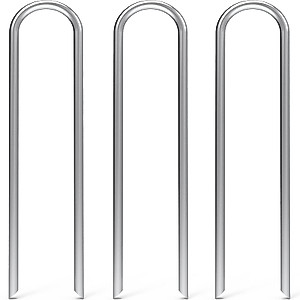 MySit 25 Pack 12 Inch Garden Stakes Heavy Duty 11 Gauge Galvanized Yard Staples U Pegs Fences Drip Irrigation Securing Stakes 1/2-Inch to 1-5/8-Inch Loop Stake for Anchoring Lawn Drippers Soaker Hose