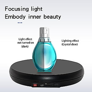 ELEGICKLIP 9.8" 44 Lb Load Rotating Display Stand with Multicolor Led Light for Cup Crystal Glass Spherical Jewelry Display Electric & Battery-Operated Platform (Black)