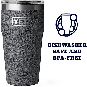 YETI Rambler Stackable Pint, Vacuum Insulated, Stainless Steel with MagSlider Lid, Black Stone
