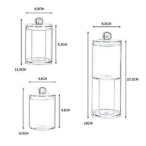 Akoslale 3 Pack Qtip Holder,Bathroom Organizers,Apothecary Jars, Cotton Swab/Round/Ball Holders with Lids,Acrylic Organizers and Storage,Makeup Holders and Organizers