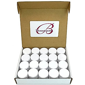 Beauticom 10g/10ml (0.35 Fl Oz) Round Clear Jars with Round Top Lids for Creams, Lotions, Make Up, Powders, Glitters, and more... (Color: White Lid, Quantity: 40 Pieces)