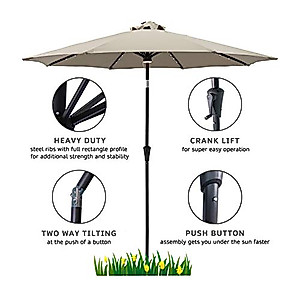 uHousDeco 9 ft Solar LED Patio Umbrella Umbrella, Auto Control and Rotatable Design Taupe